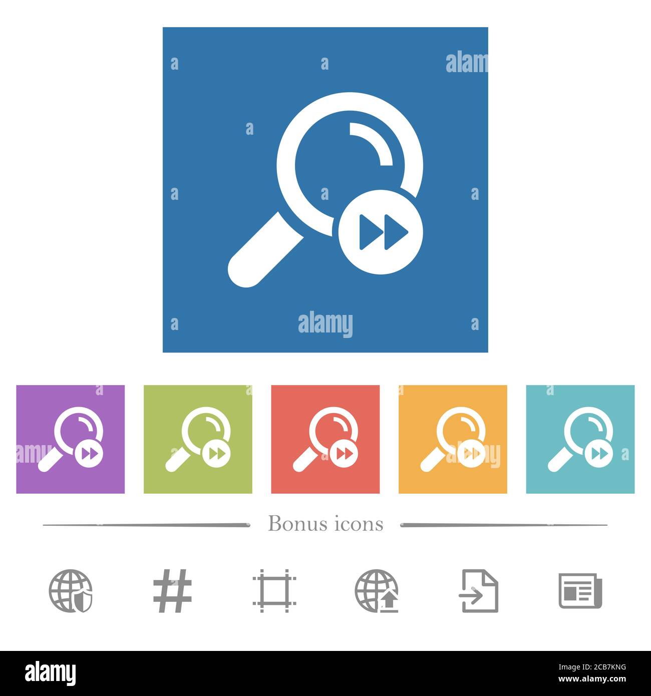Find last search result flat white icons in square backgrounds. 6 bonus ...