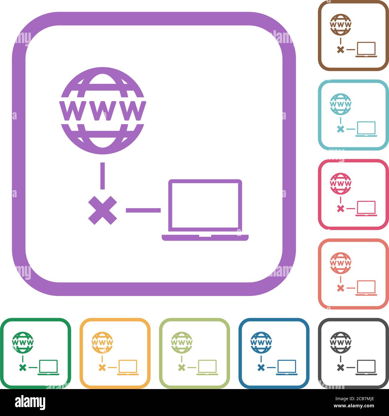 Offline laptop simple icons in color rounded square frames on white background Stock Vector ...