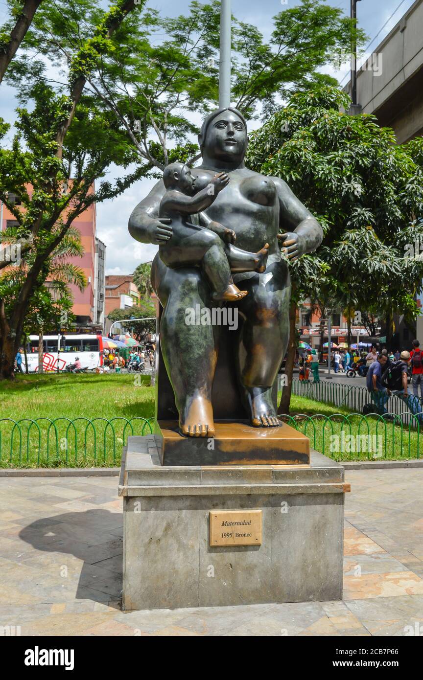 MEDELLIN, COLOMBIA - Aug 02, 2019: statues located in 'Plaza Botero ...