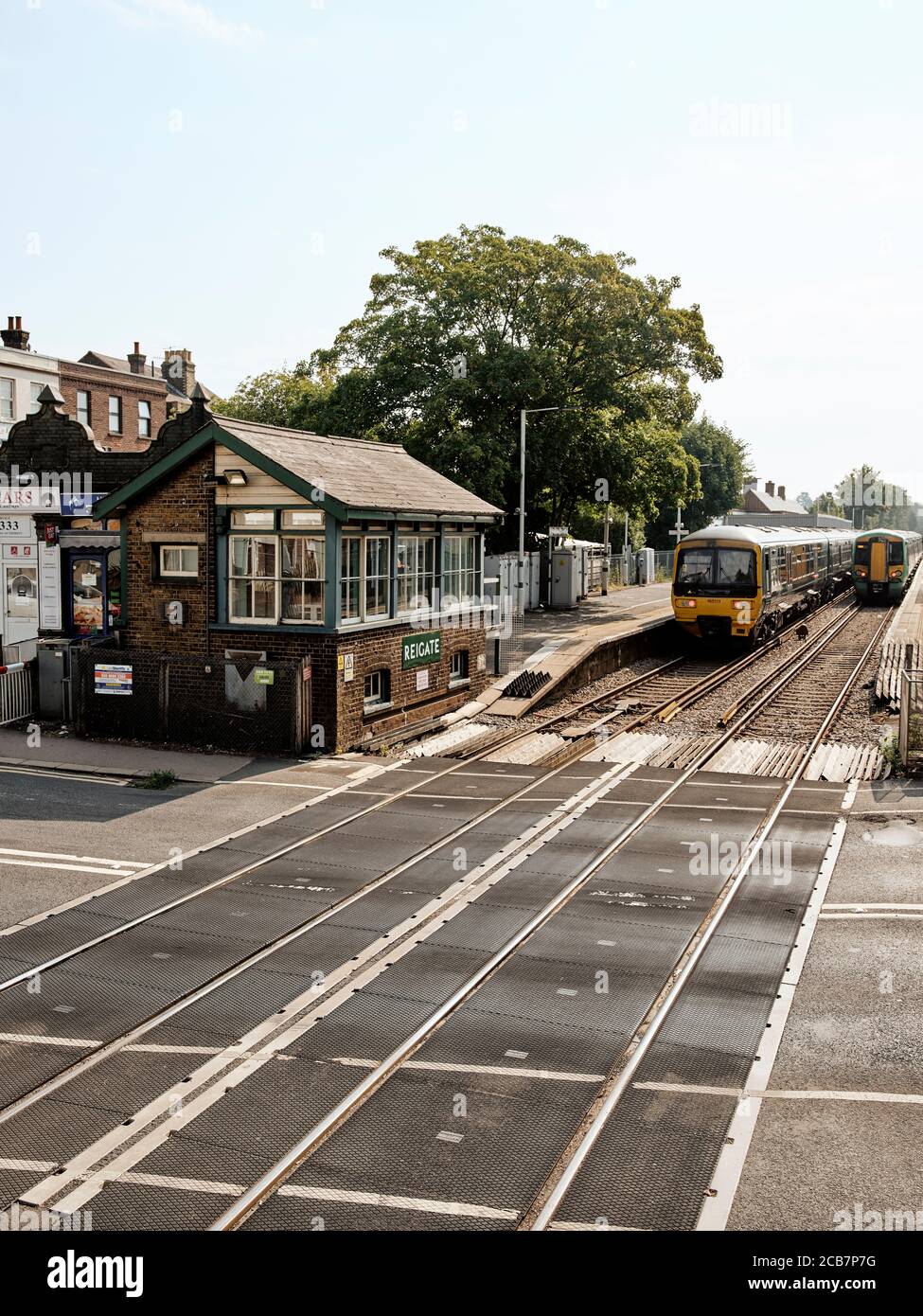 Reigate Signal Box and Railway Level Crossing in Reigate Surrey England ...