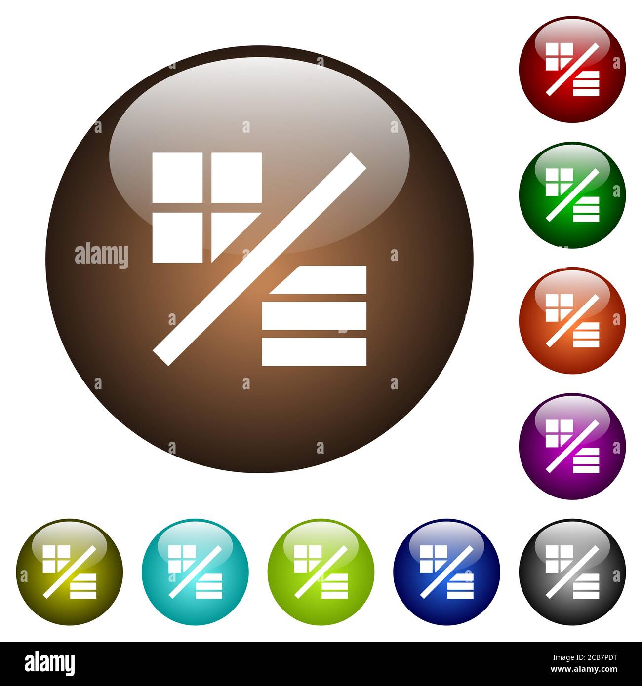 View mode white icons on round glass buttons in multiple colors Stock ...