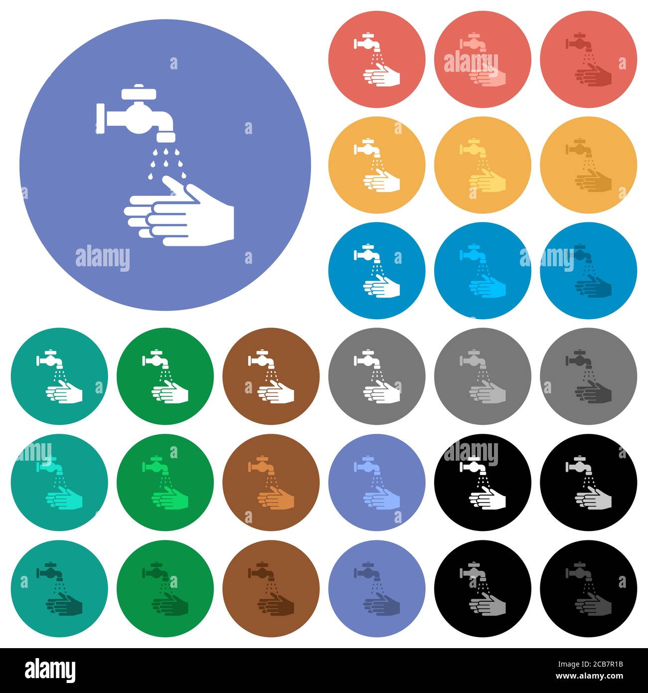 Hand washing multi colored flat icons on round backgrounds. Included ...