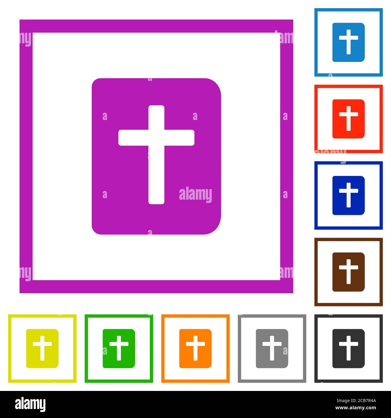 Holy bible flat color icons in square frames on white background Stock ...