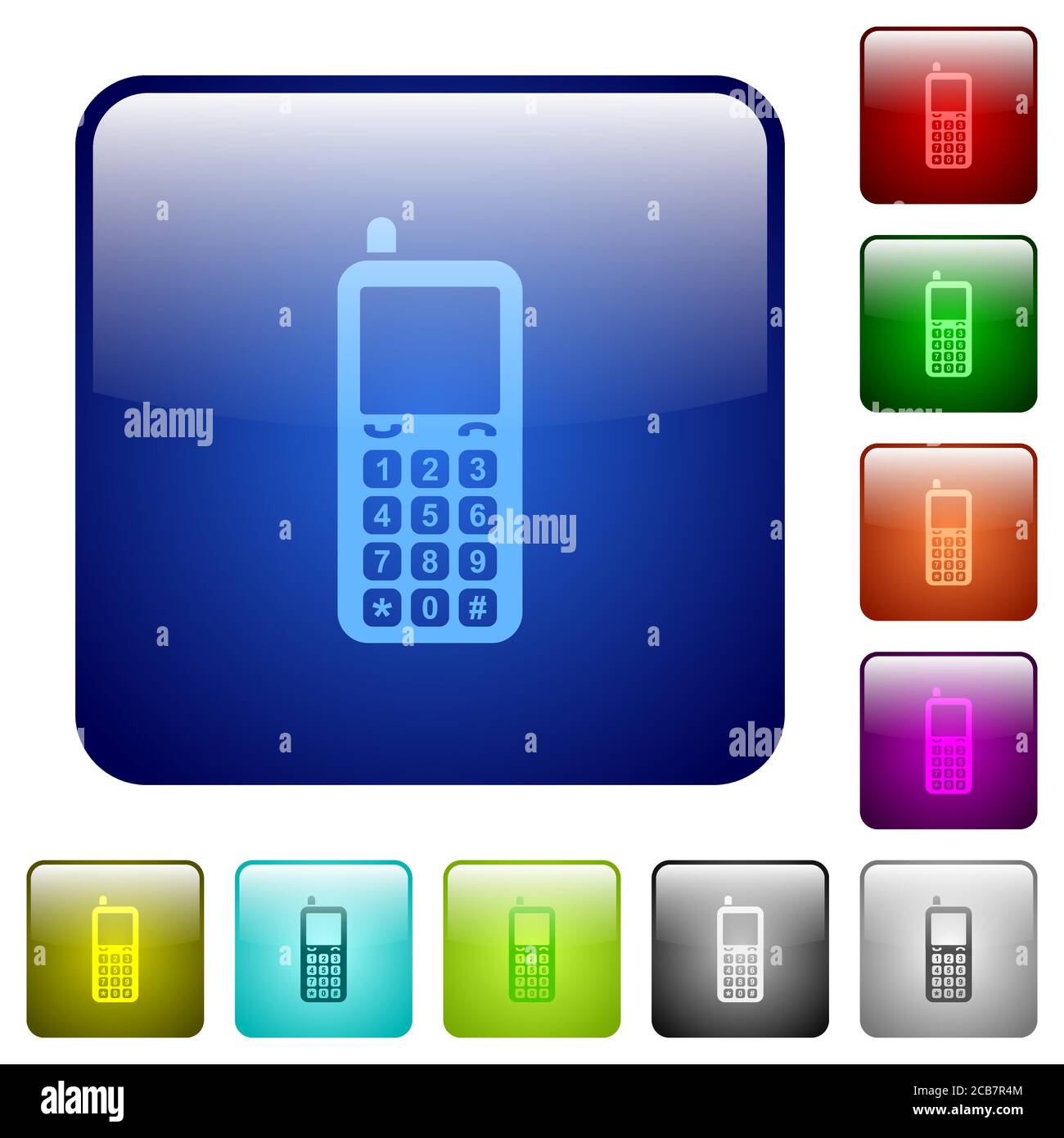 Retro Mobile Phone Icons In Rounded Square Color Glossy Button Set Stock Vector Image And Art Alamy