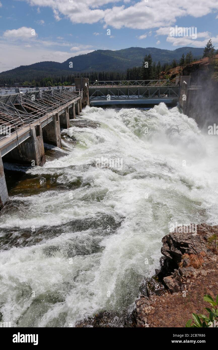 Post Falls hydroelectric project on the Spokane River in northern Idaho ...