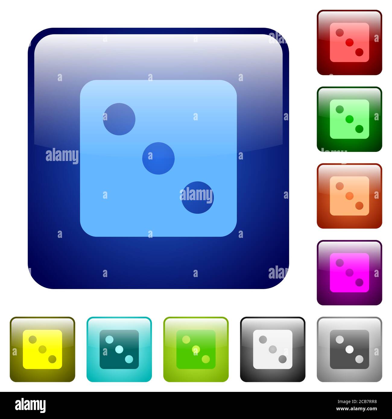 Dice three icons in rounded square color glossy button set Stock Vector ...
