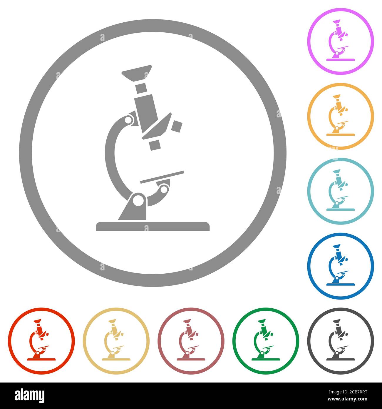 Microscope flat color icons in round outlines on white background Stock ...