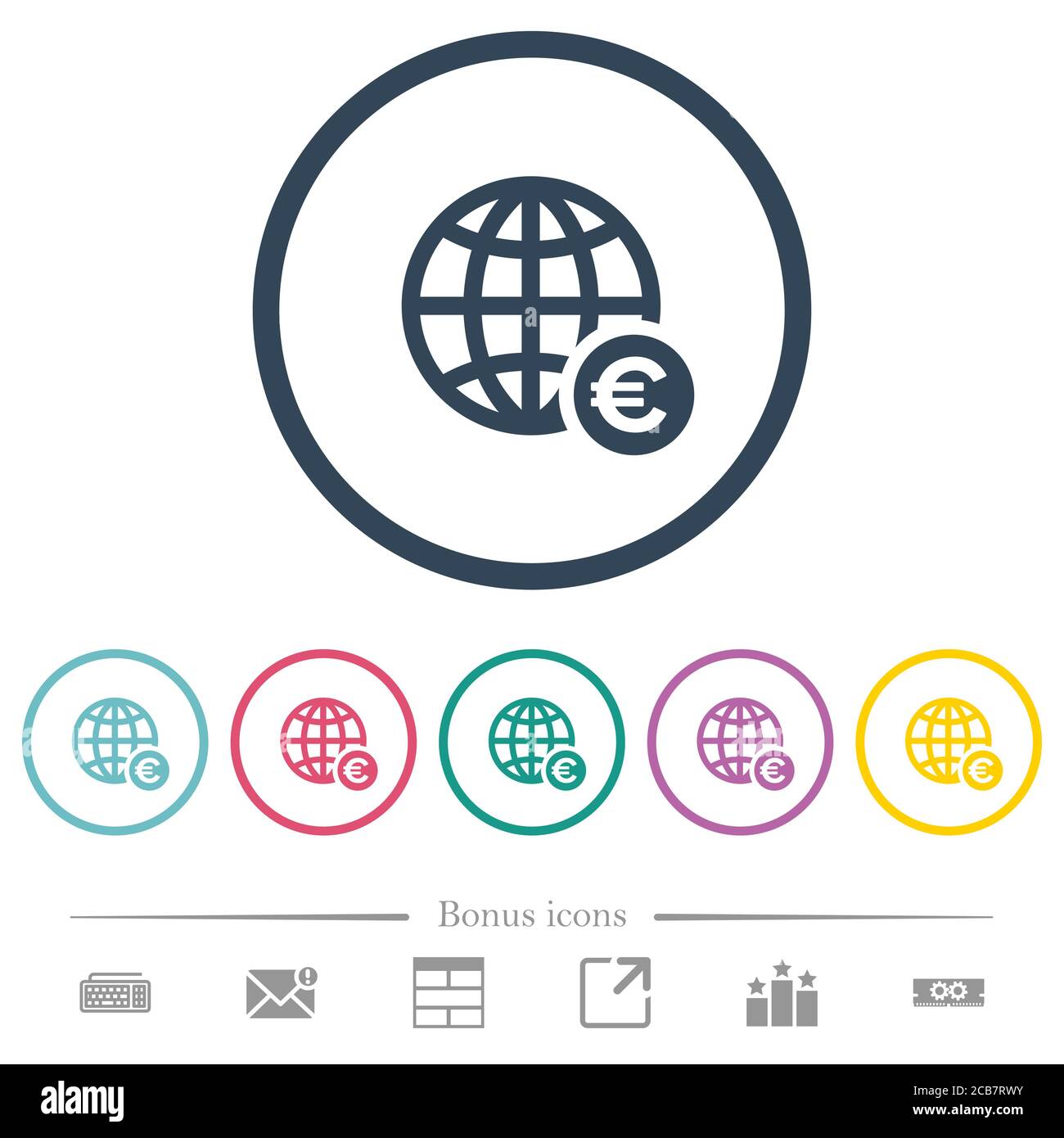 Online Euro payment flat color icons in round outlines. 6 bonus icons ...