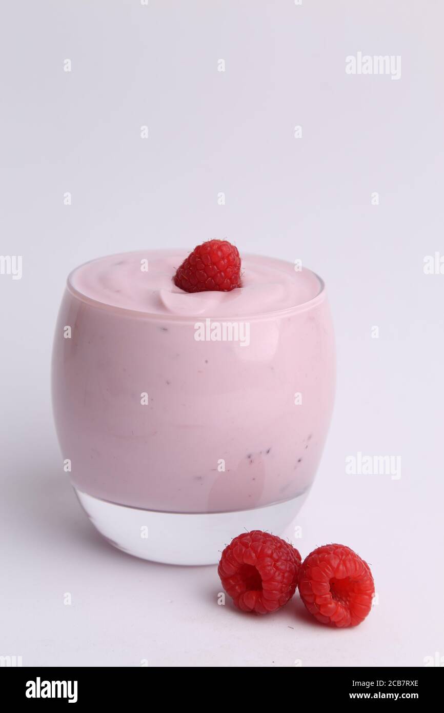 Closeup shot of a tasty looking raspberry yogurt Stock Photo - Alamy