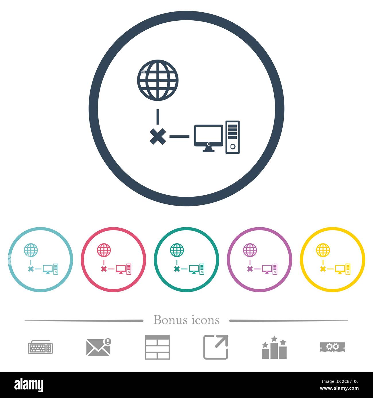 Offline computer flat color icons in round outlines. 6 bonus icons ...