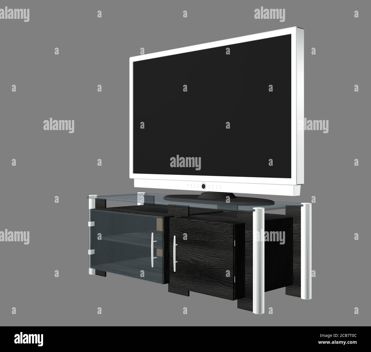 Digital rendered modern tv set with furniture 3d illustration Stock ...