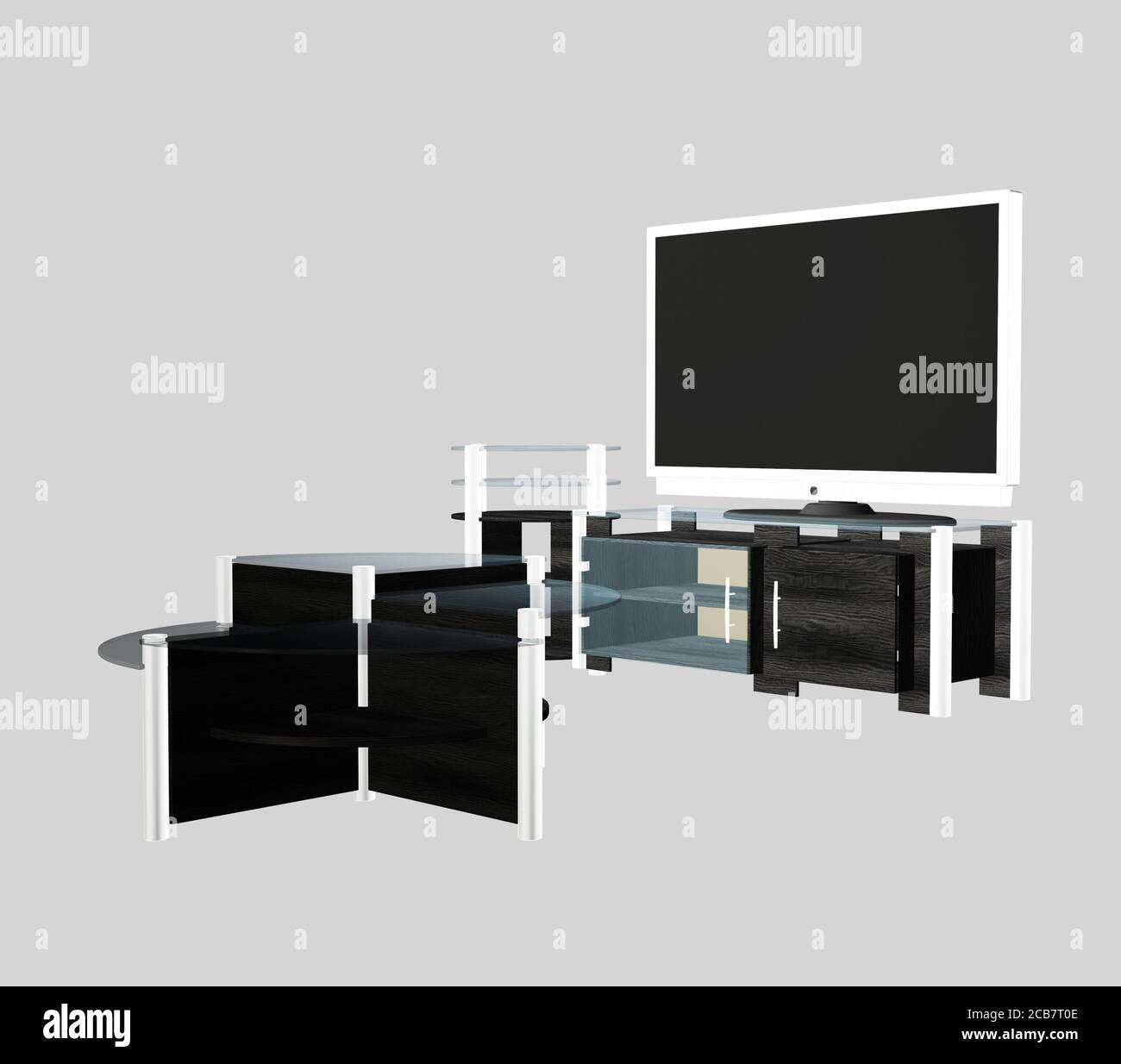 Digital rendered modern tv set with furniture 3d illustration Stock ...