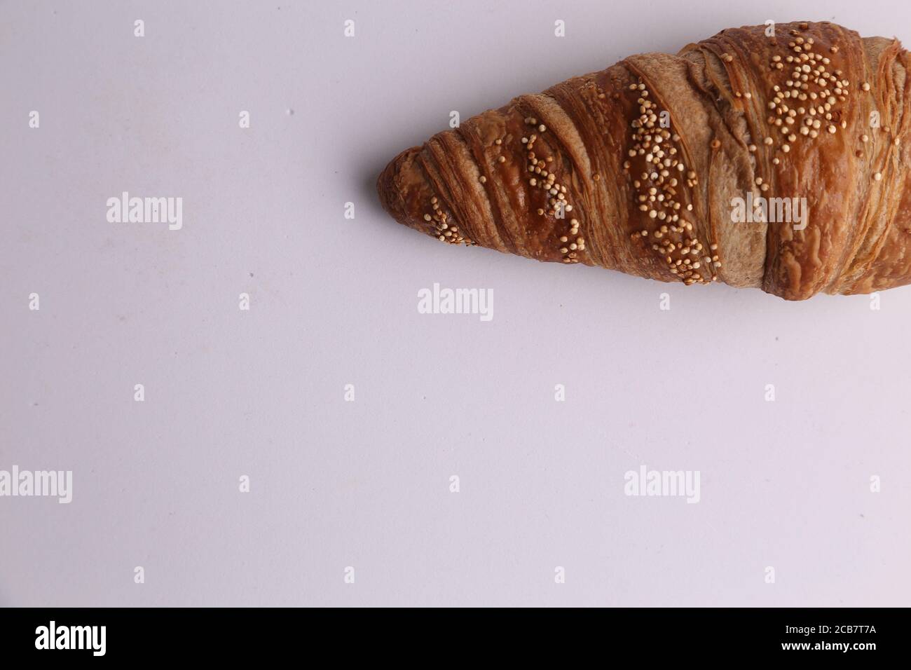 Closeup of a fresh croissant isolated on a white background Stock Photo ...