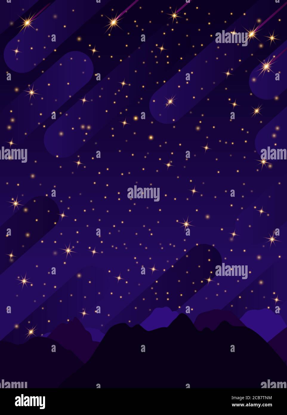 Starry sky with bright and dim stars in the mountains. Dark starry ...