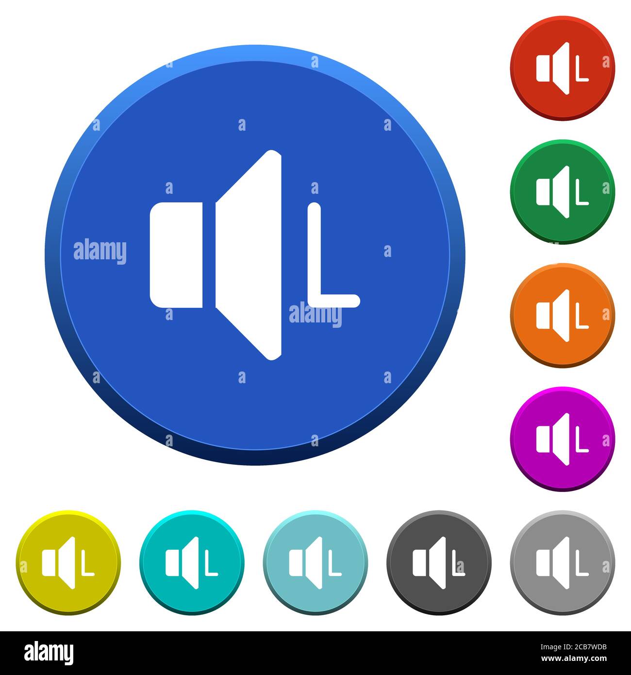 Left audio channel round color beveled buttons with smooth surfaces and ...