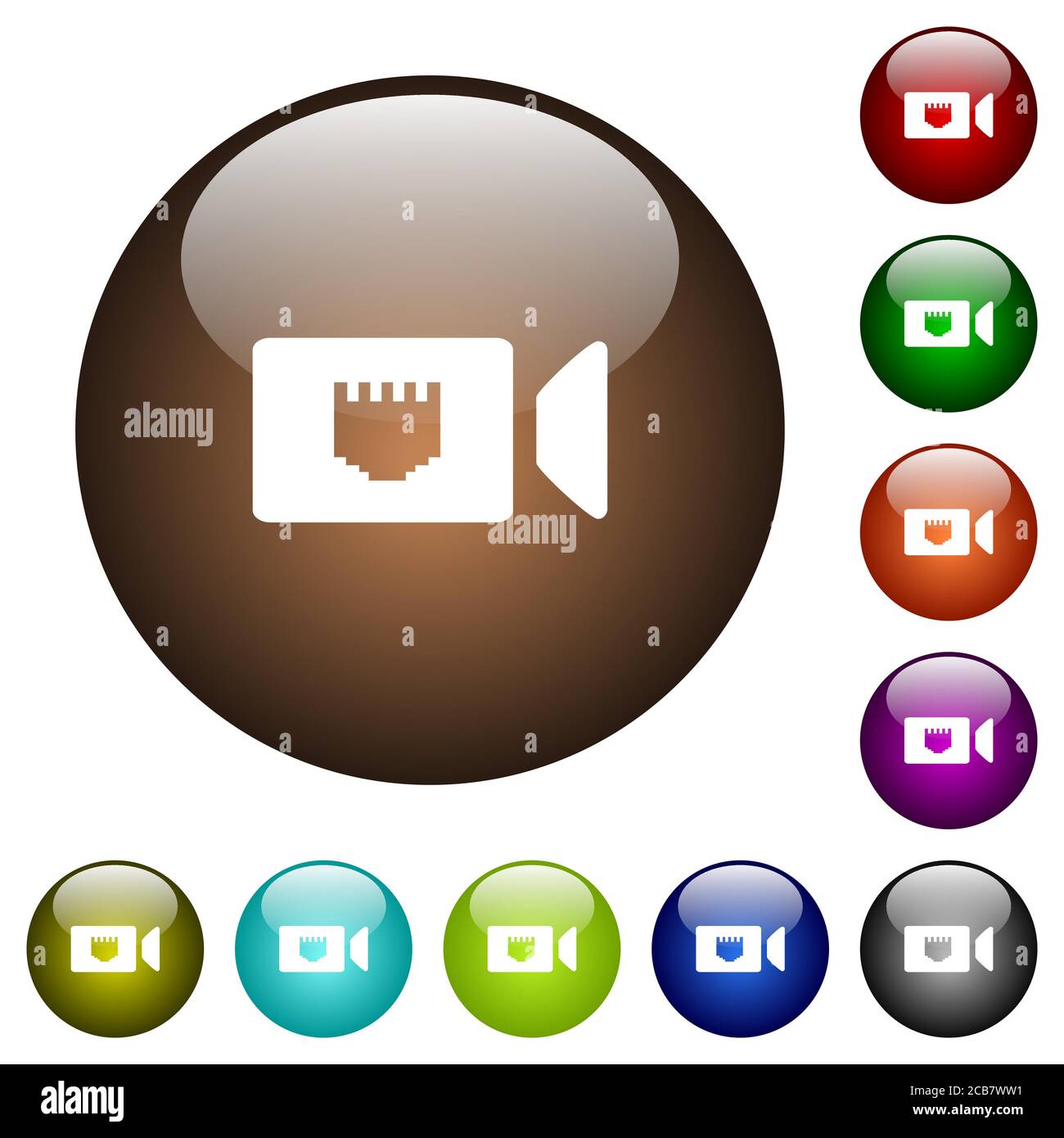 IP camera white icons on round glass buttons in multiple colors Stock ...