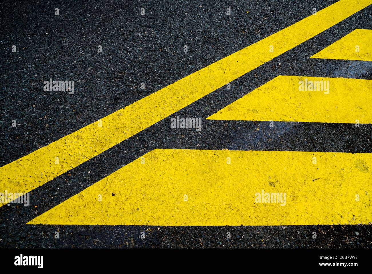Yellow road signage in reflective paint, abstract elements for design ...