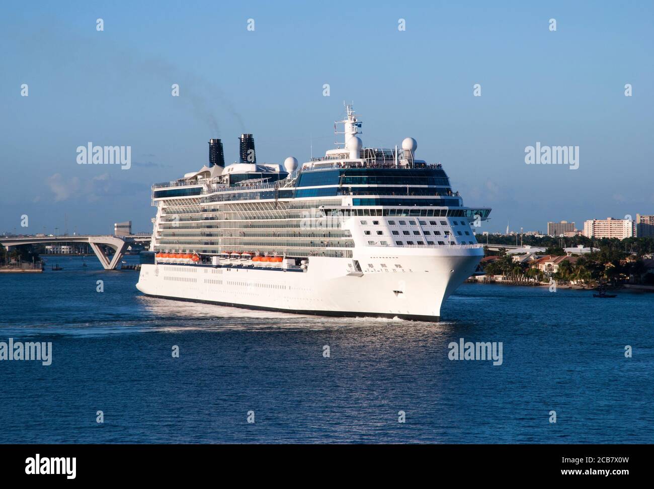 The cruise liner begins new journey and leaving Fort Lauderdale city ...