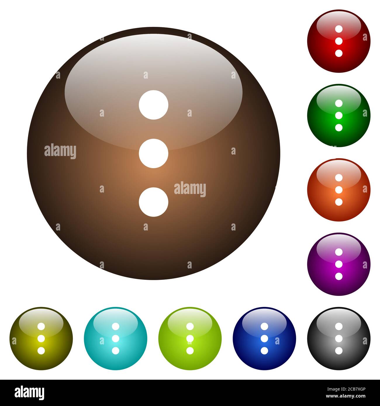 More options white icons on round glass buttons in multiple colors ...