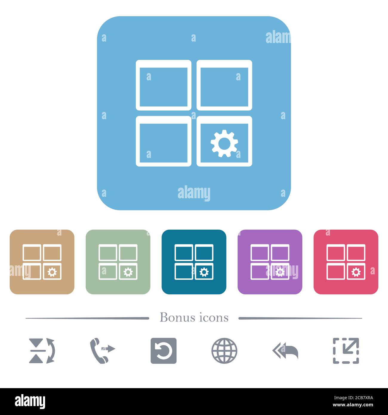 Dashboard settings white flat icons on color rounded square backgrounds ...