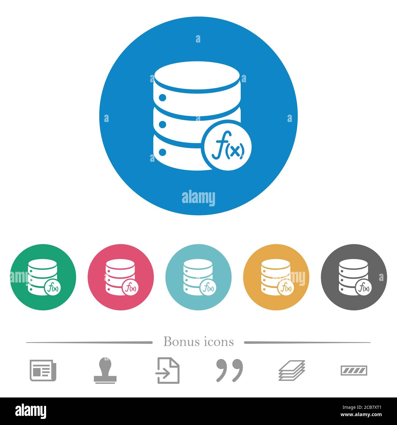 Database functions flat white icons on round color backgrounds. 6 bonus ...