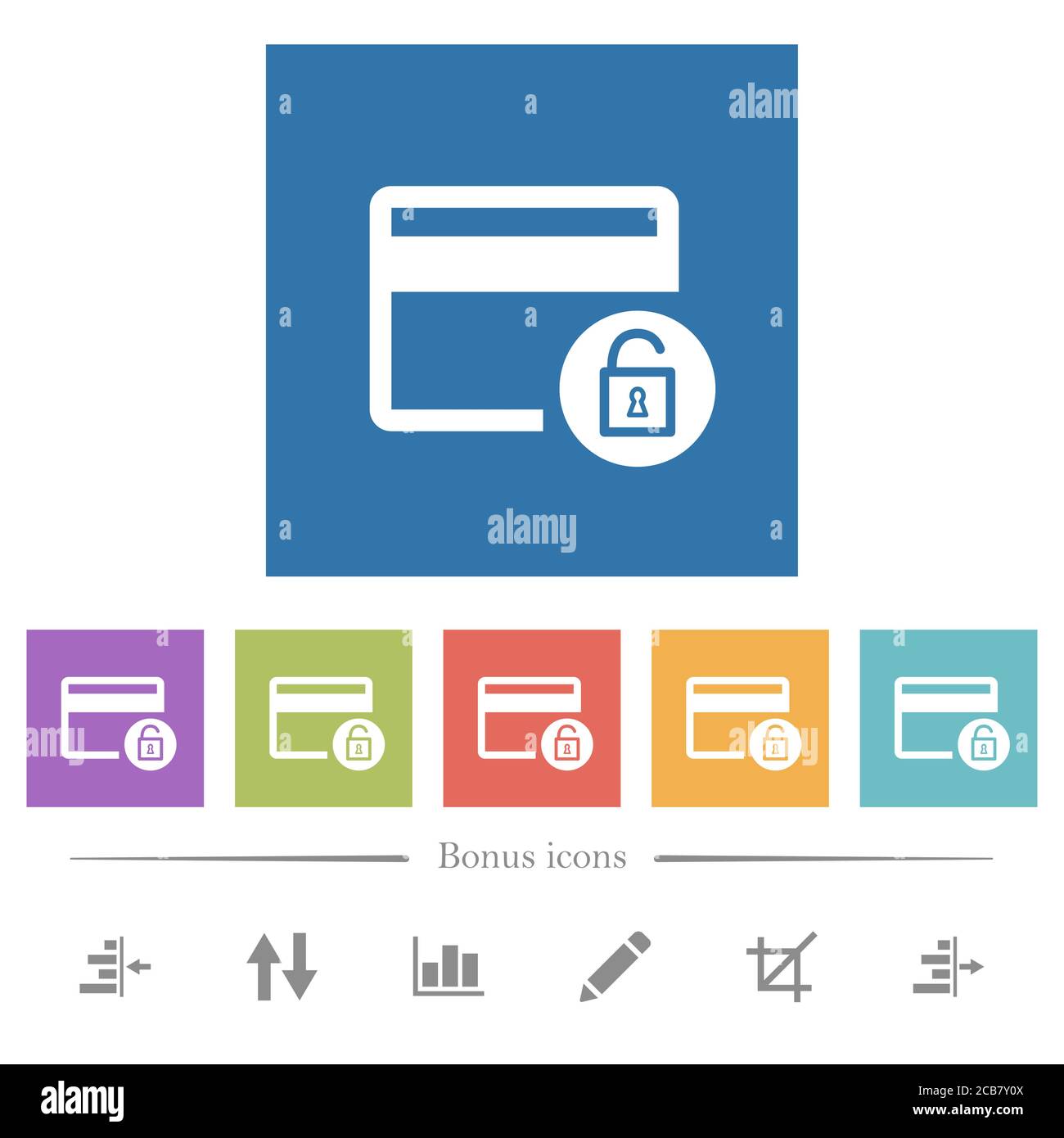 Unlock credit card transactions flat white icons in square backgrounds ...