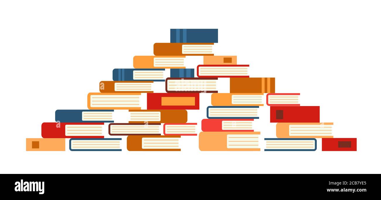 Pile of books isolated on white background. Vector illustration in flat ...