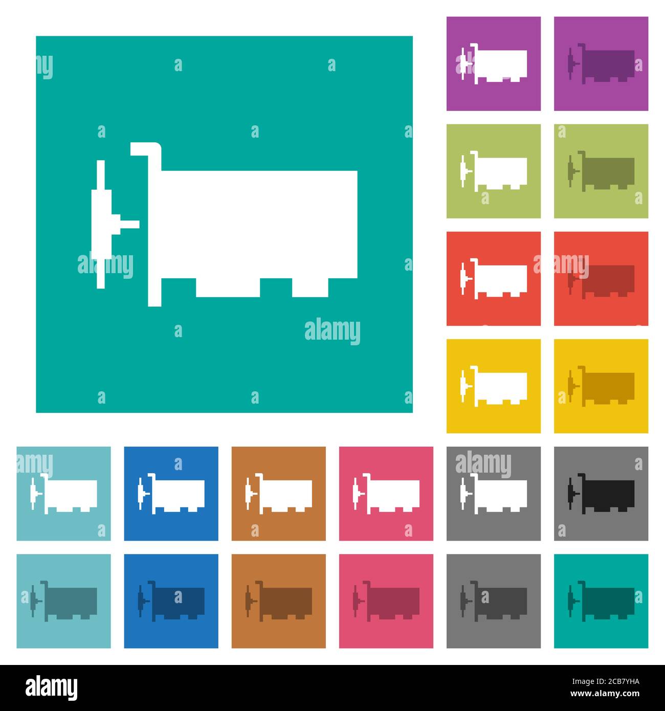 Network interface card multi colored flat icons on plain square ...