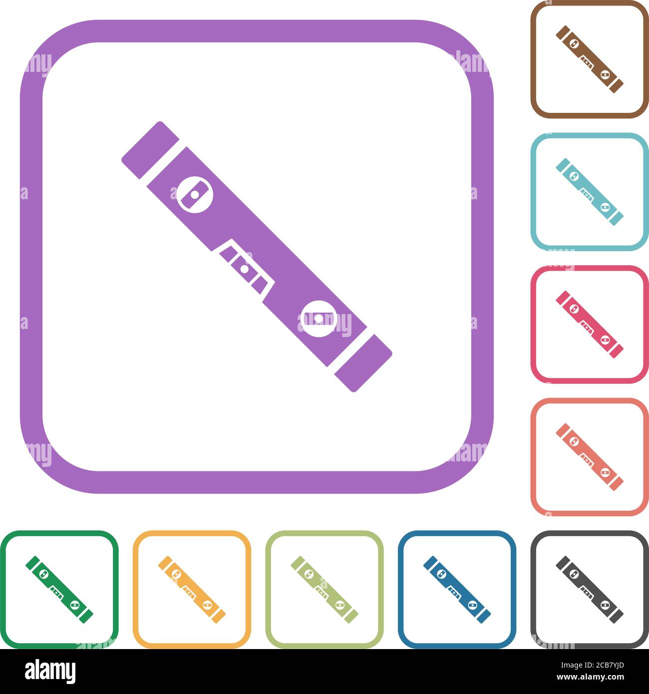 Spirit level simple icons in color rounded square frames on white ...