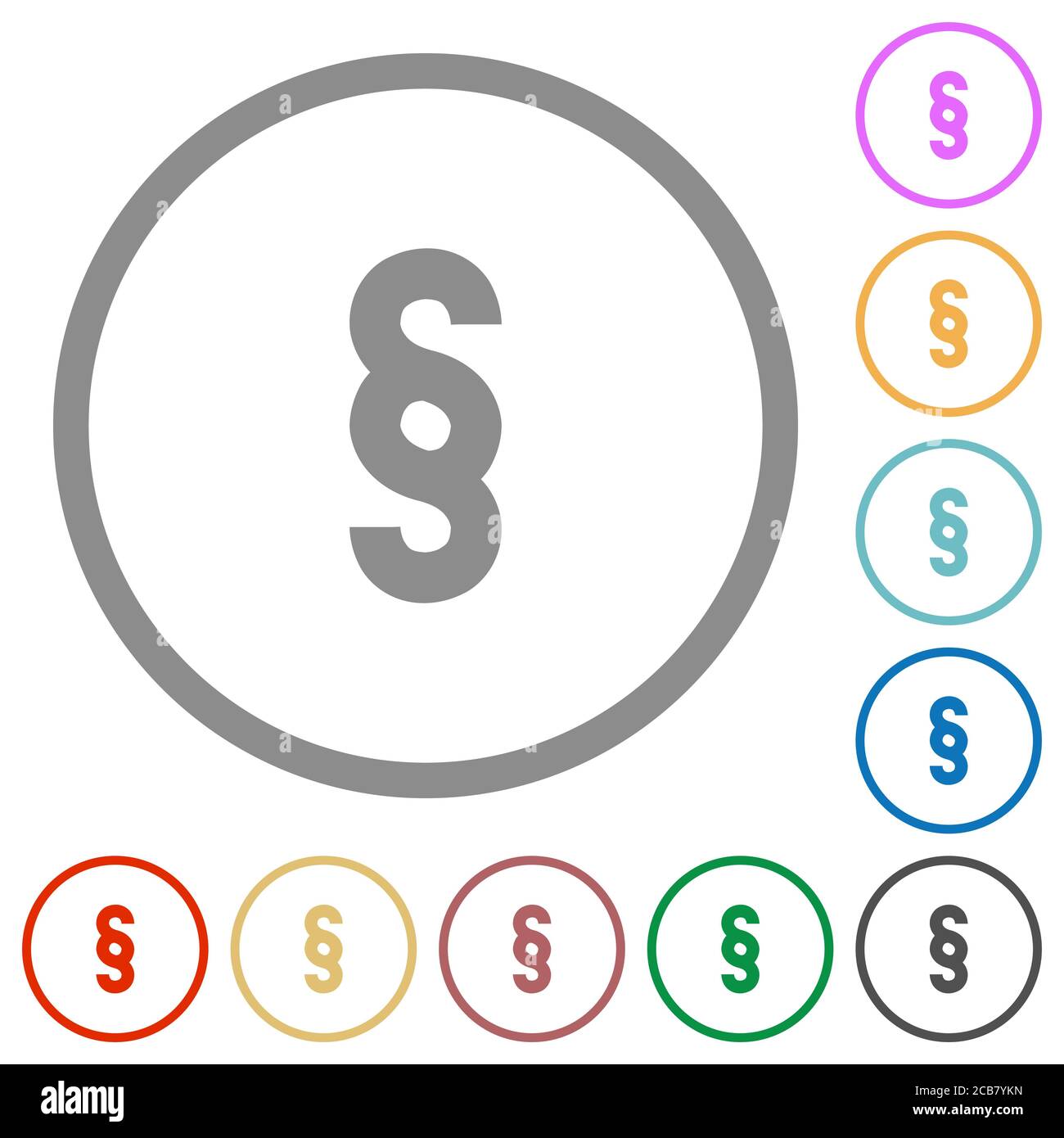 Paragraph symbol flat color icons in round outlines on white background ...