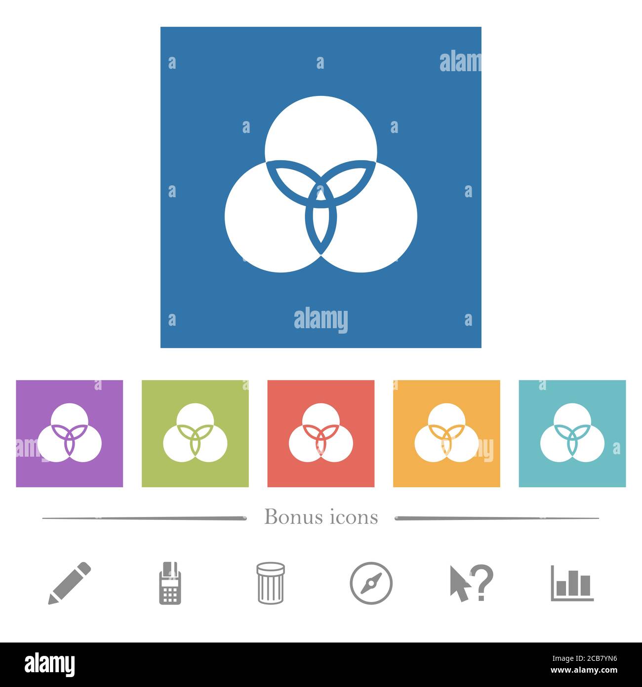 Color filter flat white icons in square backgrounds. 6 bonus icons ...