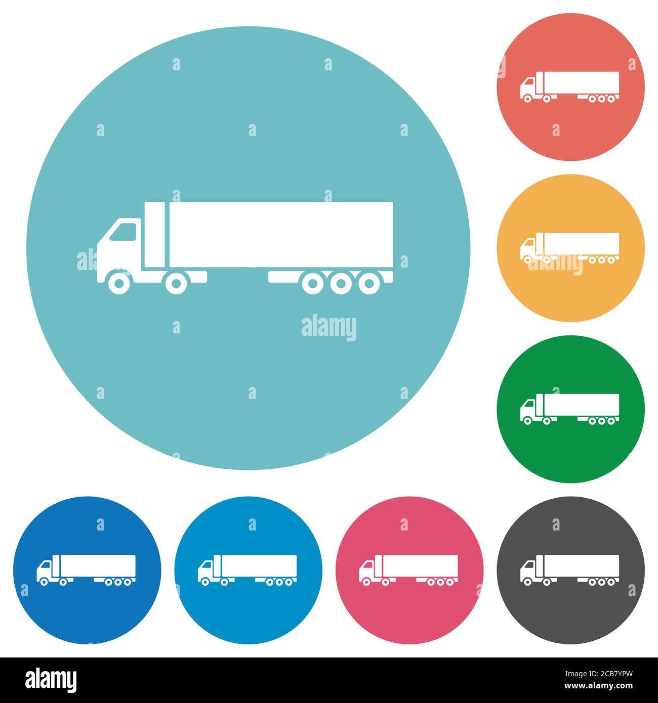 Camion flat white icons on round color backgrounds Stock Vector Image ...