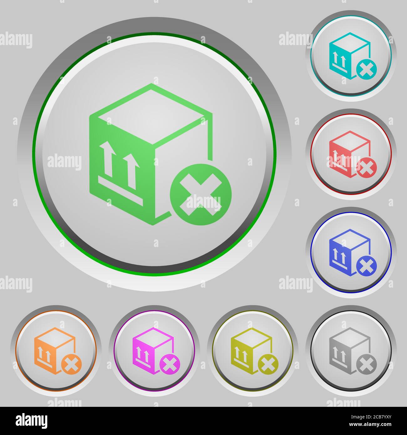 Package cancel color icons on sunk push buttons Stock Vector Image ...