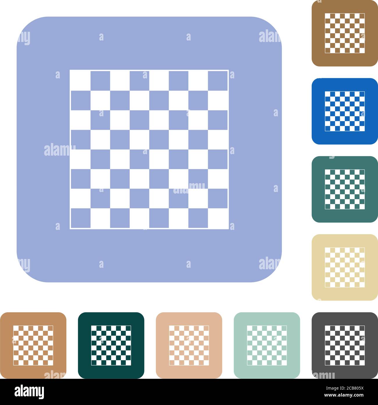 Chess board white flat icons on color rounded square backgrounds Stock ...