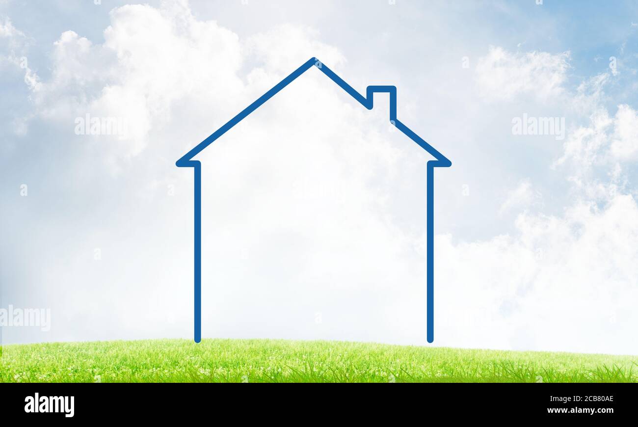 House on sky landscape Stock Photo - Alamy