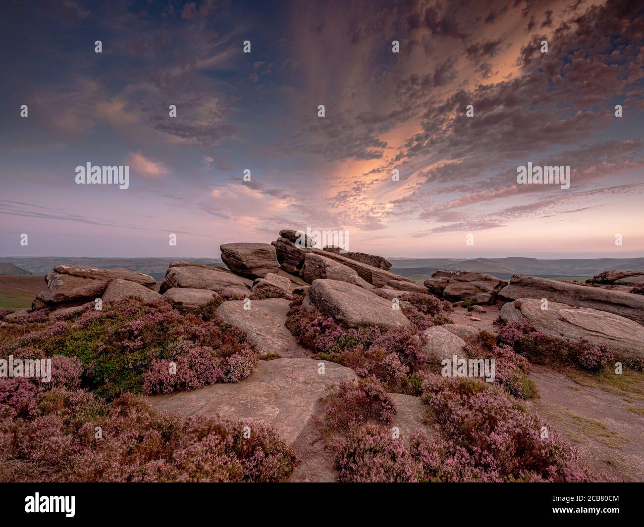Stunning Sunset over Derwent Edge in the Peak District Stock Photo - Alamy