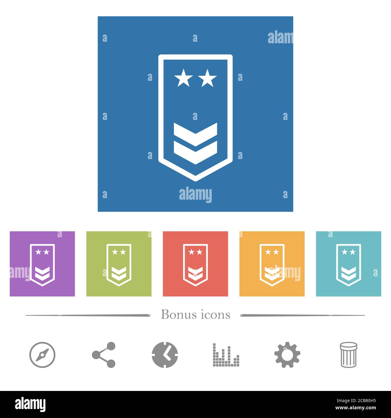 military insignia with two chevrons and two stars flat white icons in ...