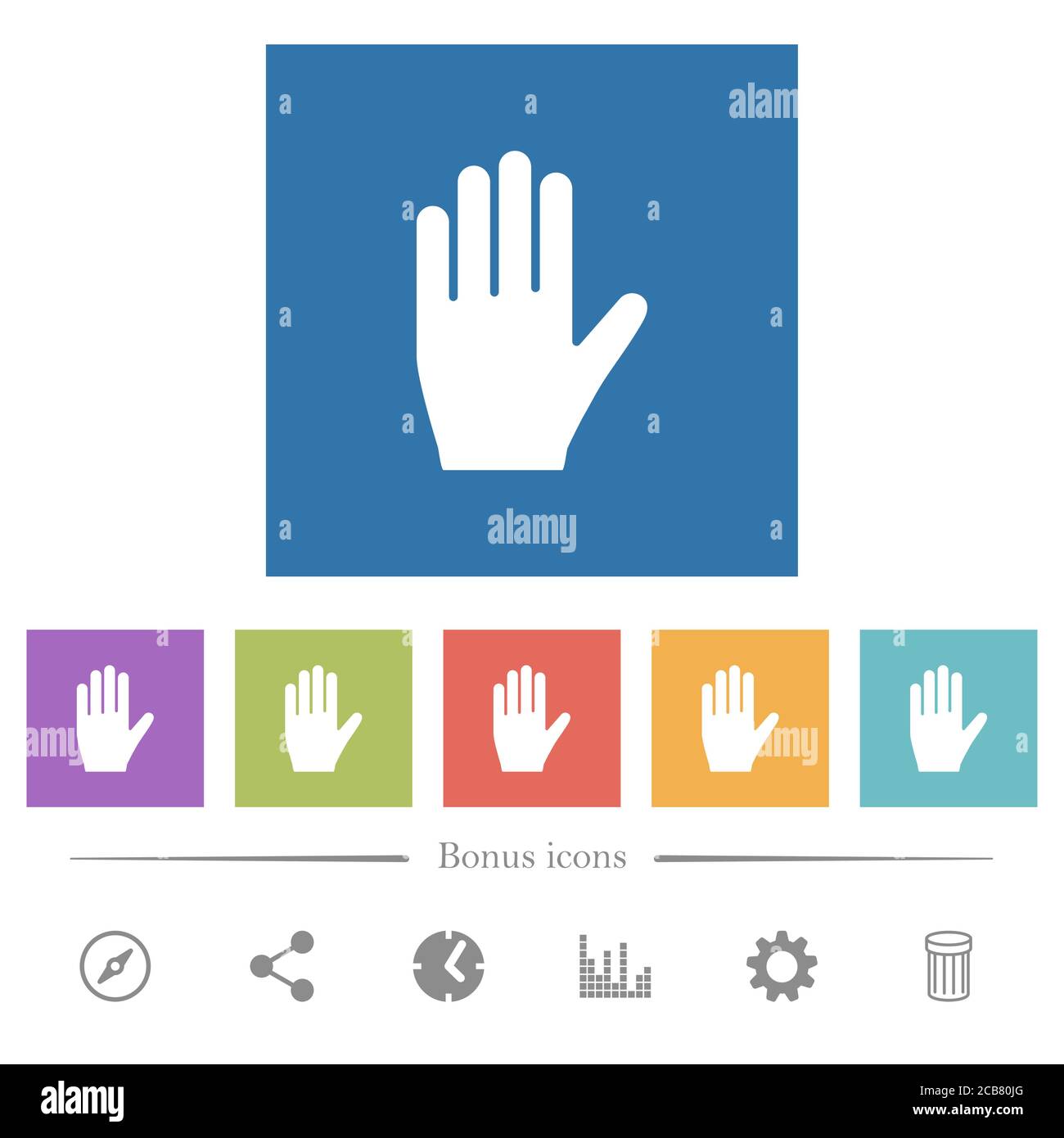 Left hand flat white icons in square backgrounds. 6 bonus icons ...