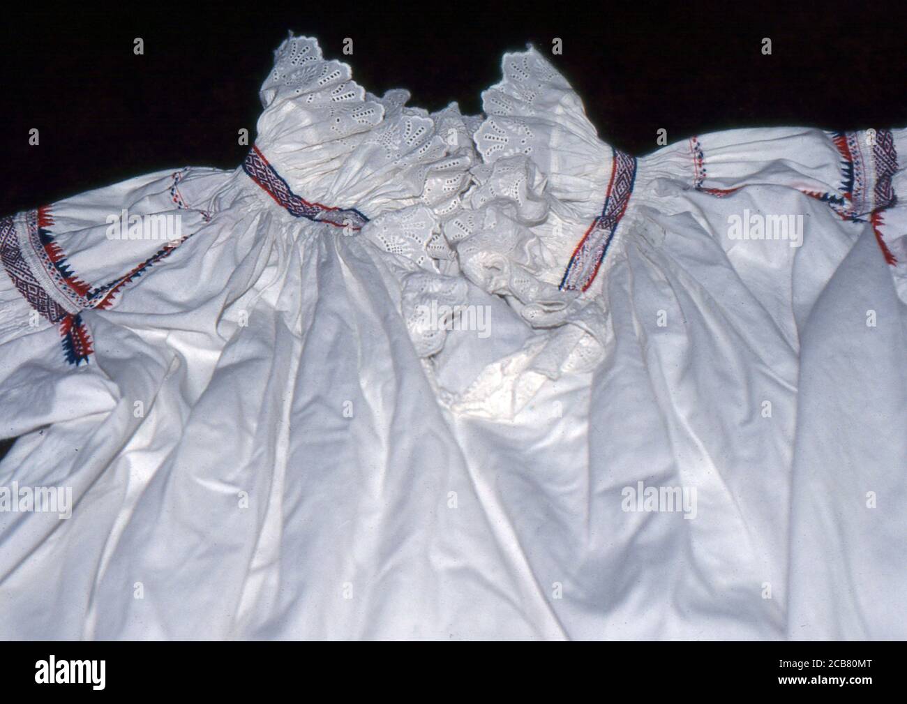 Traditional costume workmanship in Ollolai, Sardinia, Italy (scanned ...