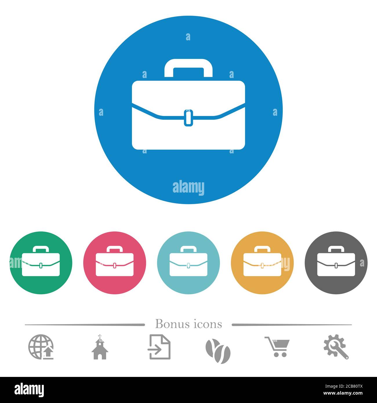 Satchel with one buckle flat white icons on round color backgrounds. 6 ...