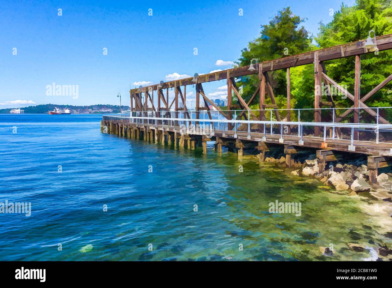 An illustration of a pier at Jack Block Park in West Seattle ...