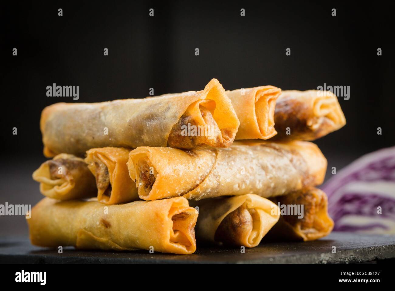 Turkish style stuffed filo dough rolls served along Stock Photo - Alamy