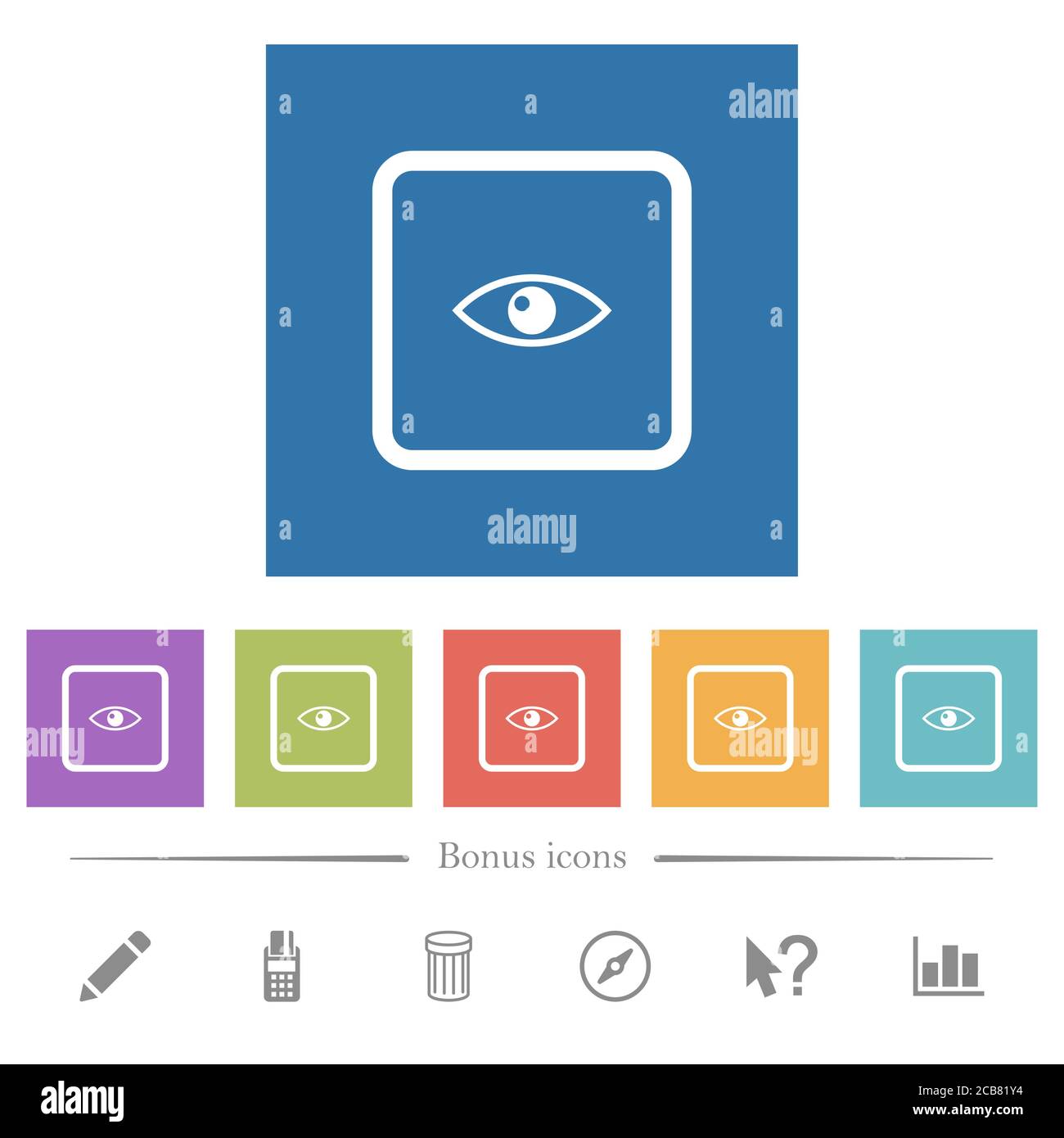 Preview object flat white icons in square backgrounds. 6 bonus icons ...