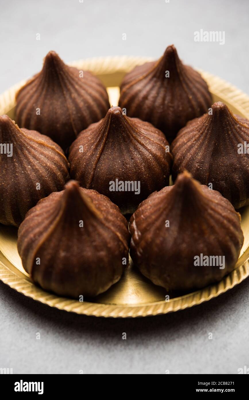 Chocolate Modak for Ganesh Chaturthi Puja or Ganesha festival Stock ...