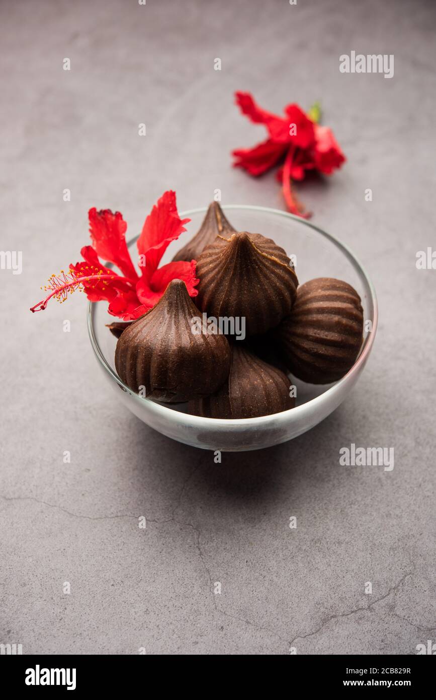 Chocolate Modak for Ganesh Chaturthi Puja or Ganesha festival Stock ...