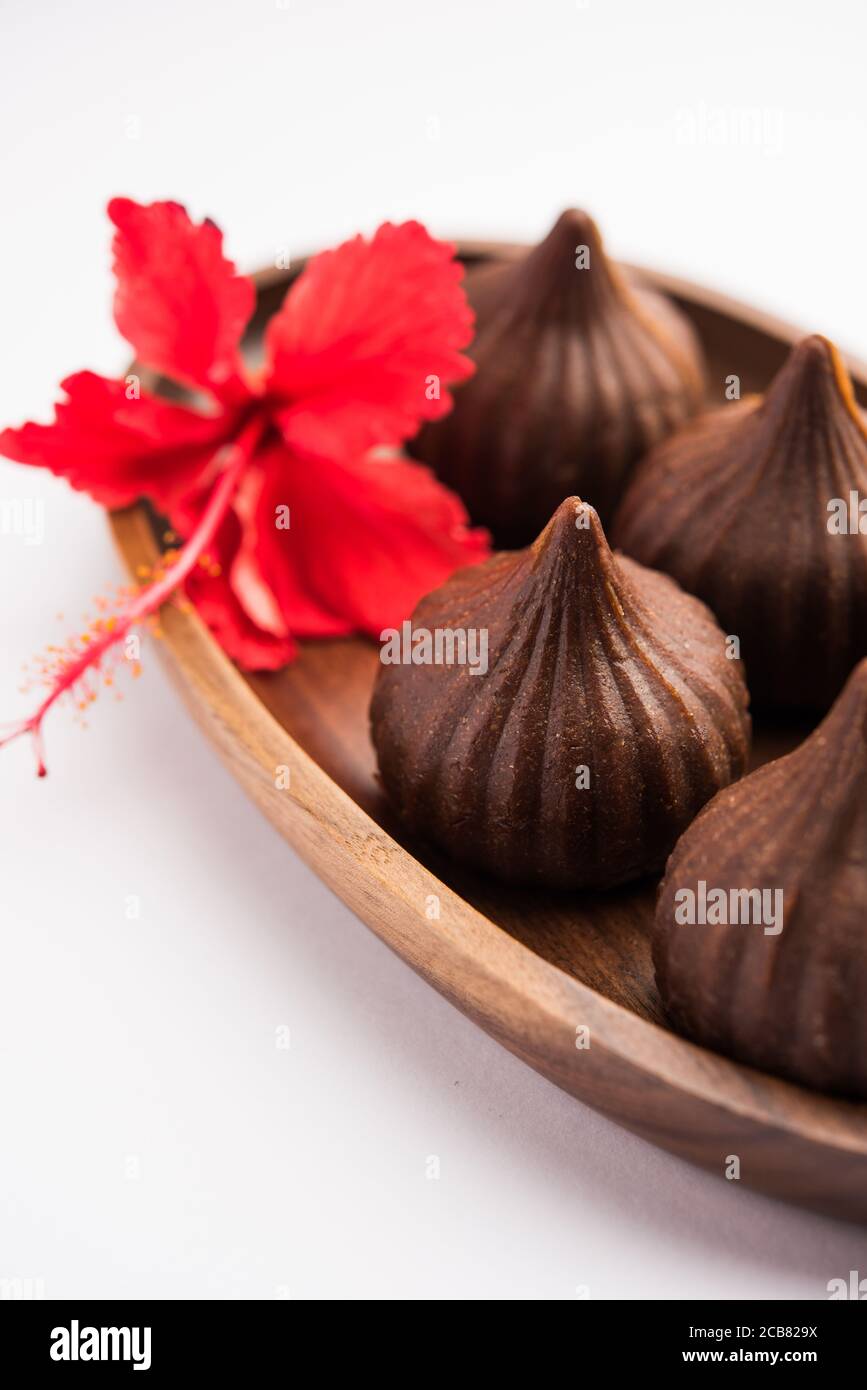 Chocolate Modak for Ganesh Chaturthi Puja or Ganesha festival Stock ...