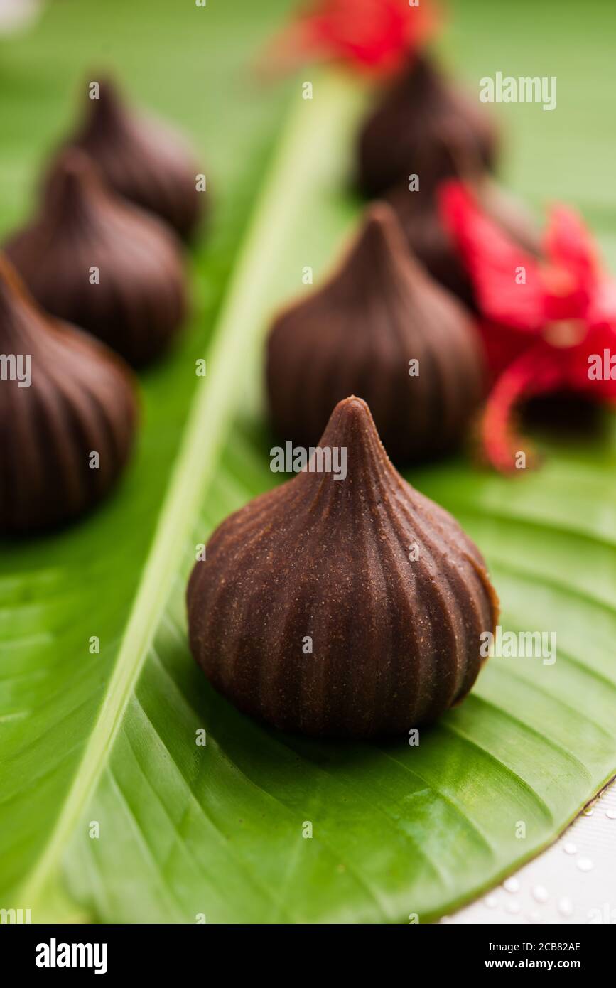 Chocolate Modak for Ganesh Chaturthi Puja or Ganesha festival Stock ...