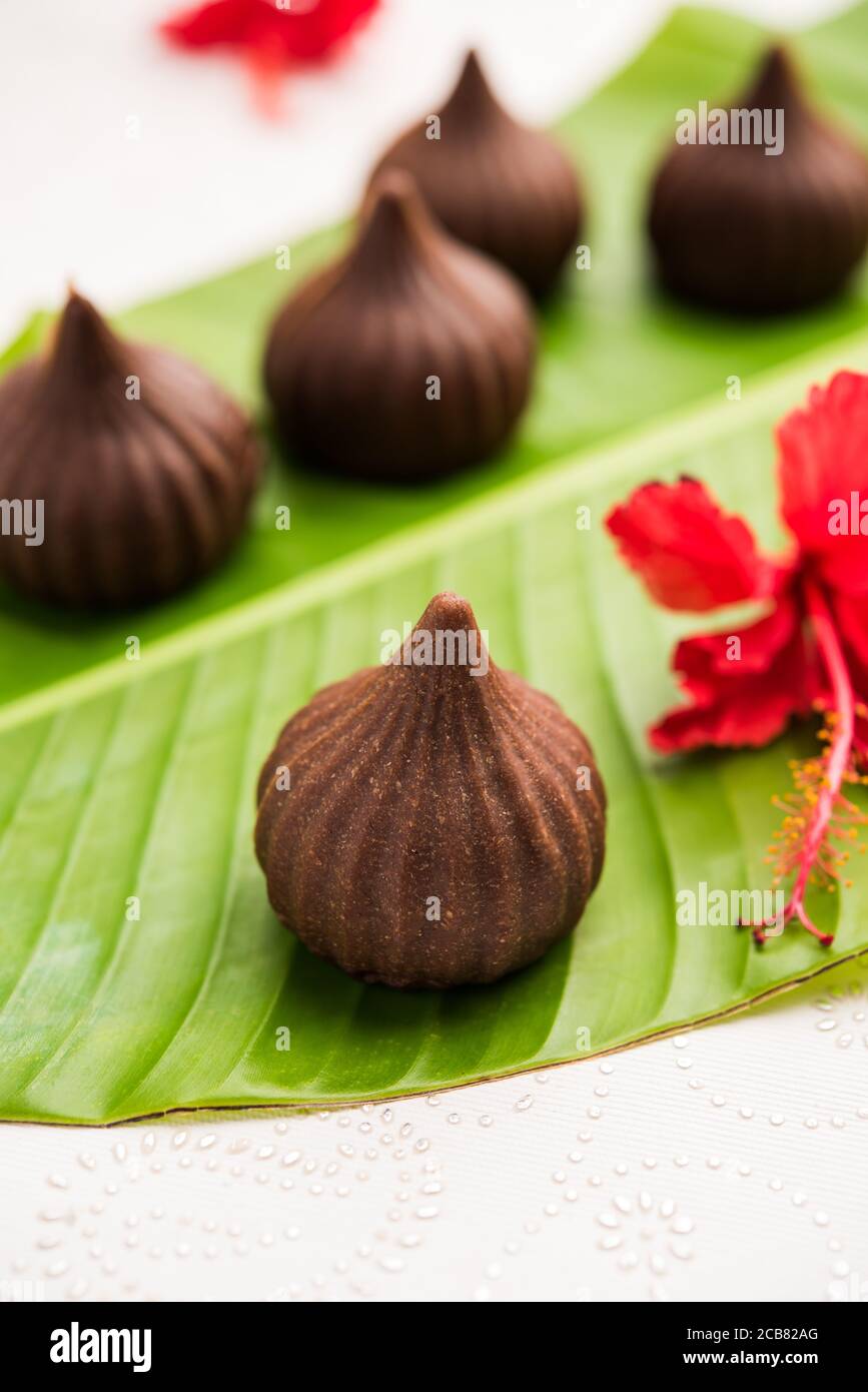 Chocolate Modak for Ganesh Chaturthi Puja or Ganesha festival Stock ...