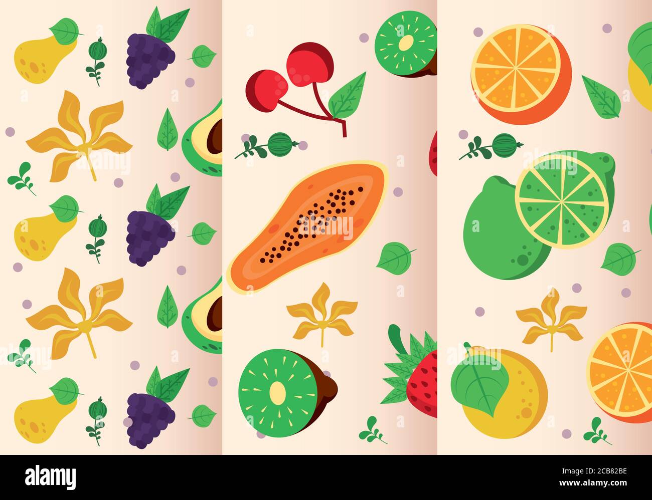 fresh local fruits set of patterns vector illustration design Stock ...