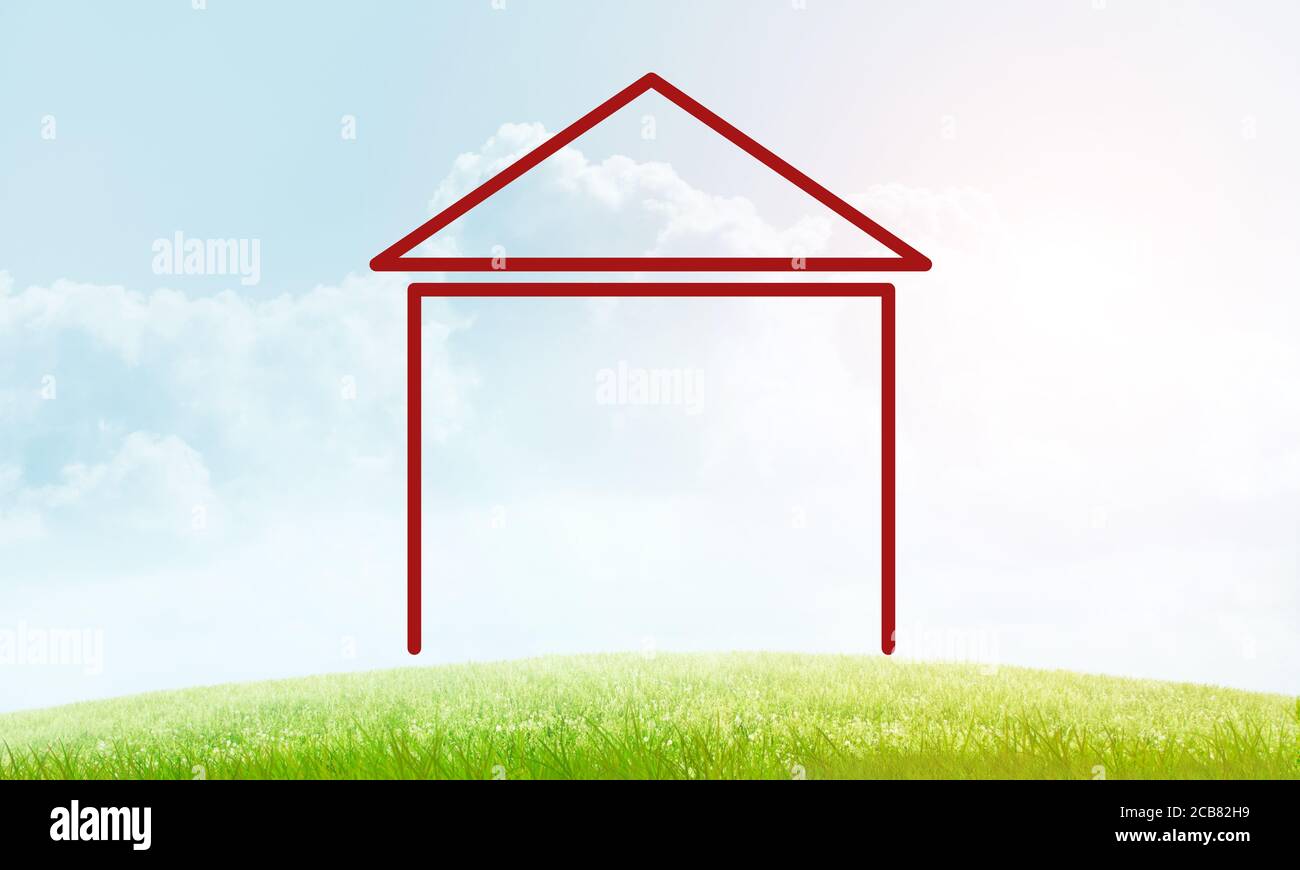 House on sky landscape Stock Photo - Alamy